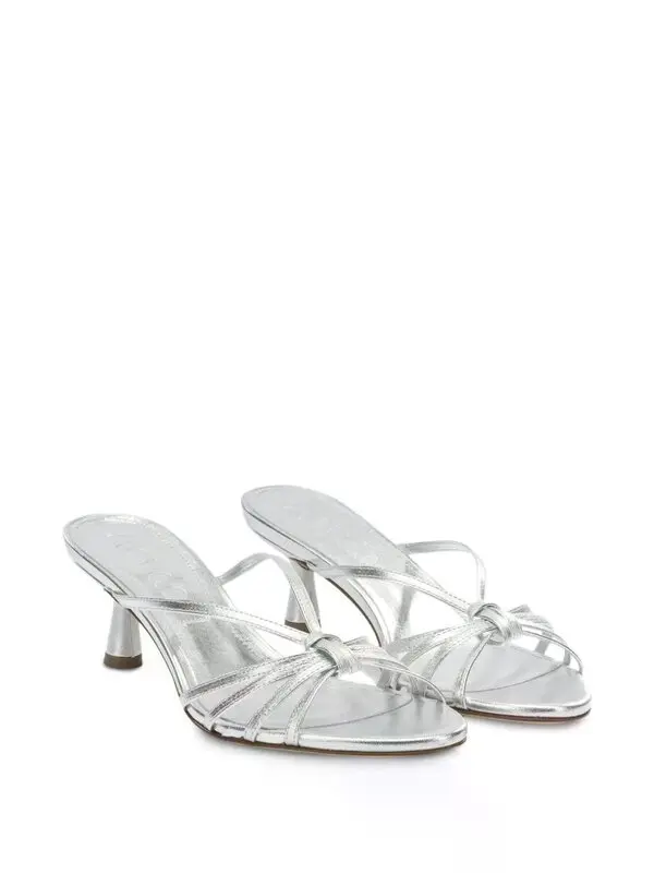 AeydĒ Abby Laminated Leather Sandals - Silver