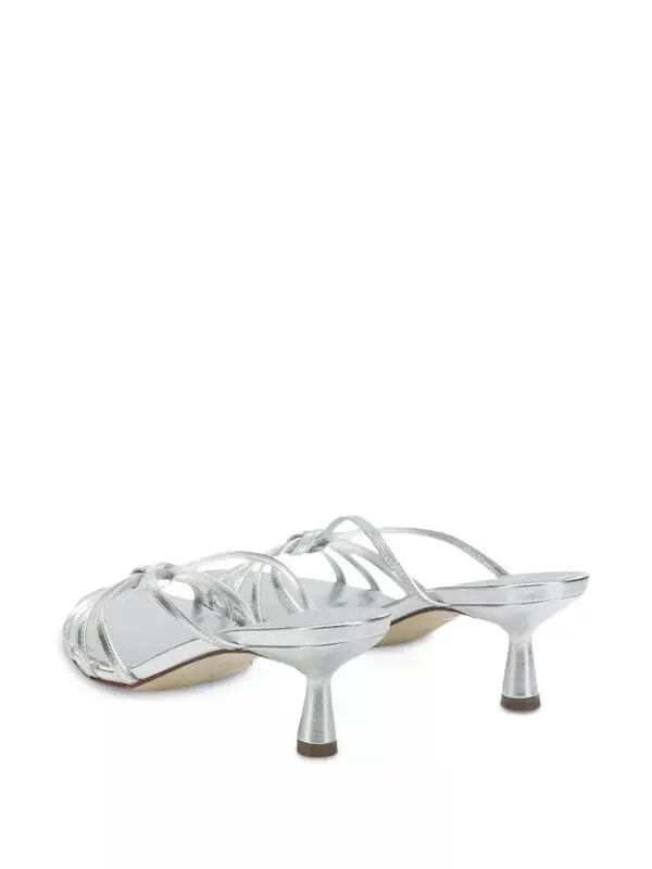 AeydĒ Abby Laminated Leather Sandals - Silver