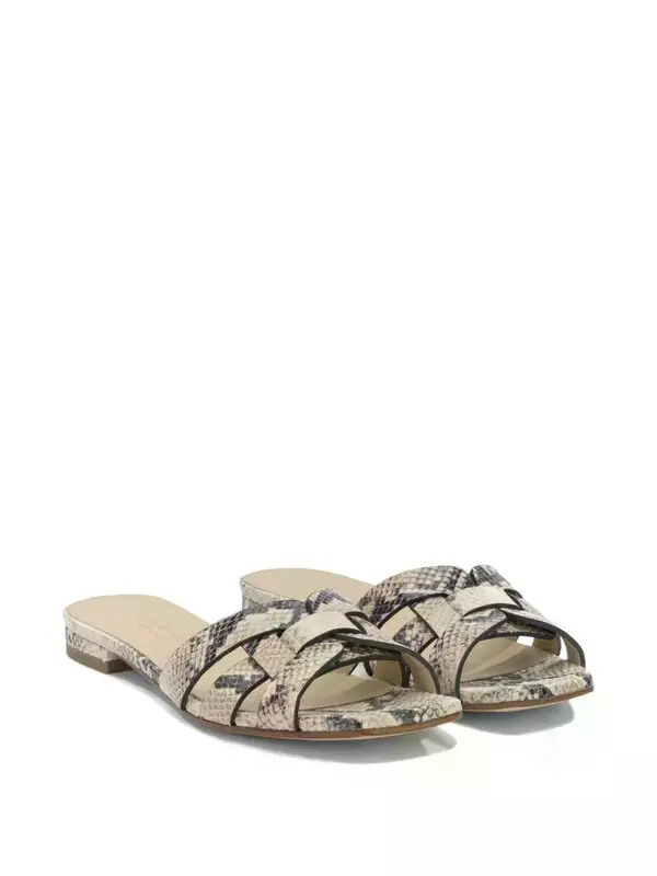 SERGIO LEVANTESI Norma 6 Snake-effect Caged Sandals - Neutrals