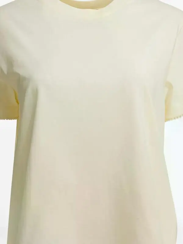 Moncler Logo-patch Scalloped-trim T-shirt - Neutrals