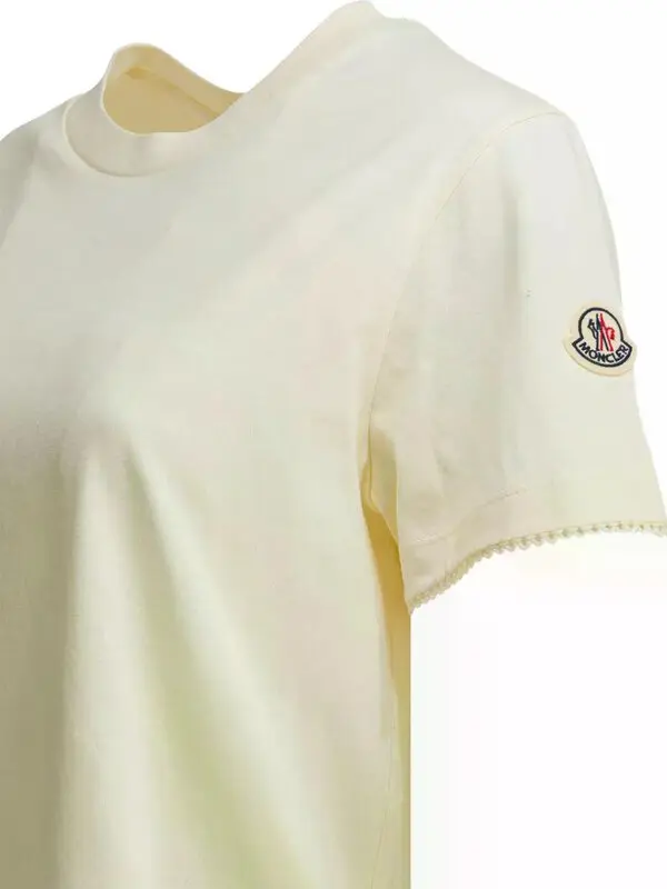 Moncler Logo-patch Scalloped-trim T-shirt - Neutrals