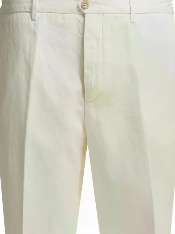 BRIGLIA 1949 Cream White Cotton And Linen Blend Tailored Trousers