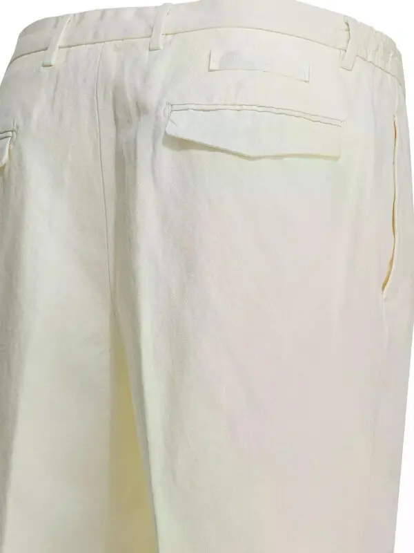 BRIGLIA 1949 Cream White Cotton And Linen Blend Tailored Trousers