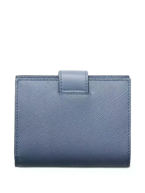 Prada Small Saffiano And Smooth Leather Wallet - Blue