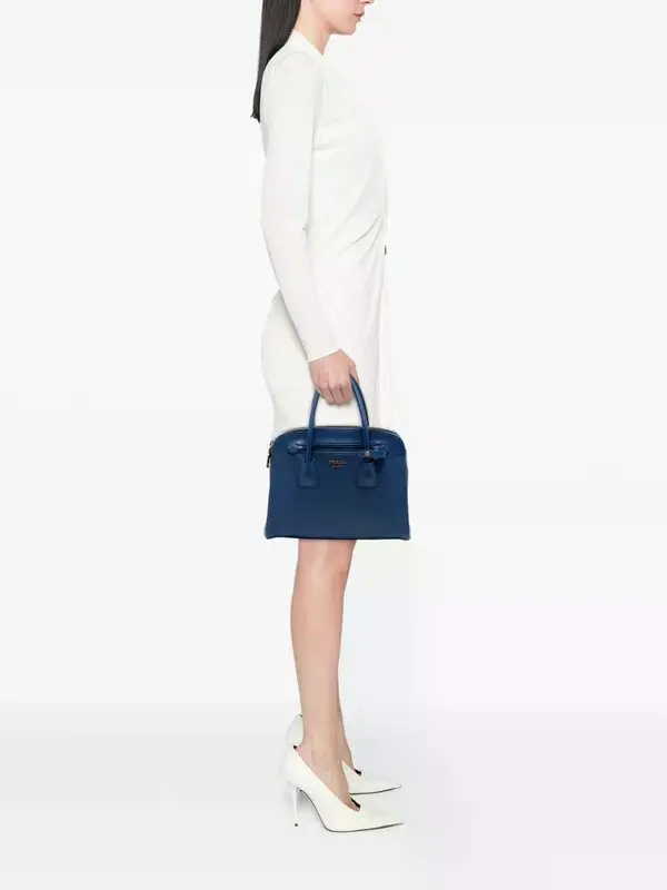 Prada Saffiano Leather Double Zip Top Handle Bag Satchel