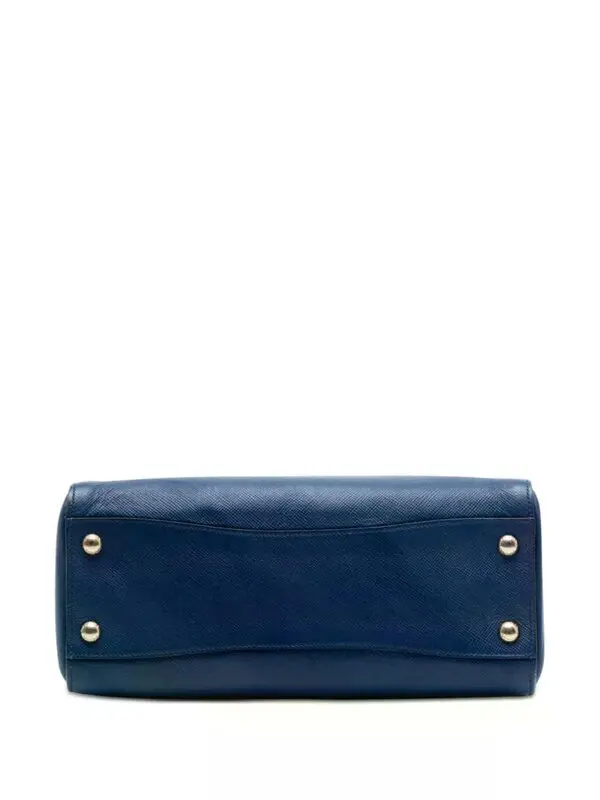 Prada Saffiano Leather Double Zip Top Handle Bag Satchel