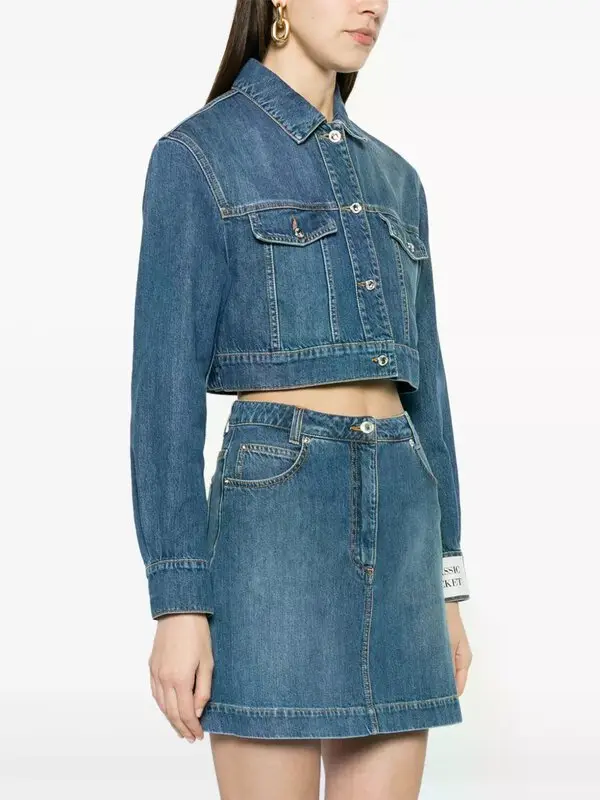 Moschino Crystal-embellished Cropped Denim Jacket
