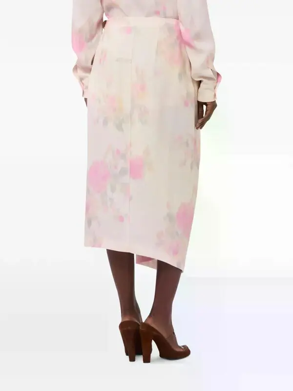 Moschino Floral Print Belted Midi Wrap Skirt - Neutrals