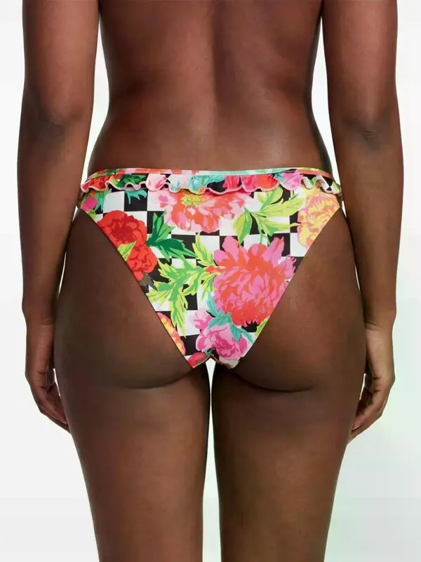 Moschino Floral Print Ruffled Bikini Bottoms