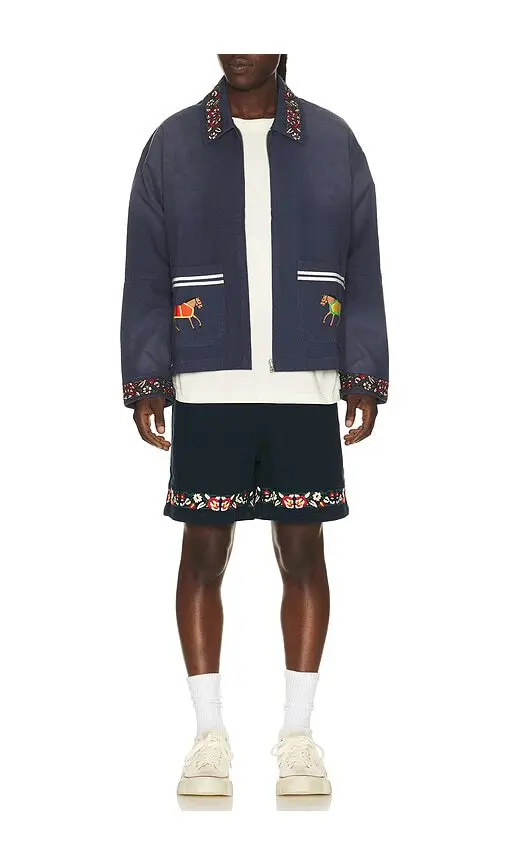 FOUND Embroidery Twill Floral Shorts