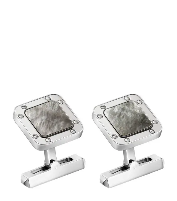 Cartier Sterling And Mother-of-pearl Santos De Cufflinks - Silver