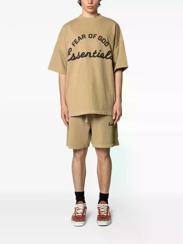 Fear Of God Cotton Logo Print Drawstring Shorts - Neutrals