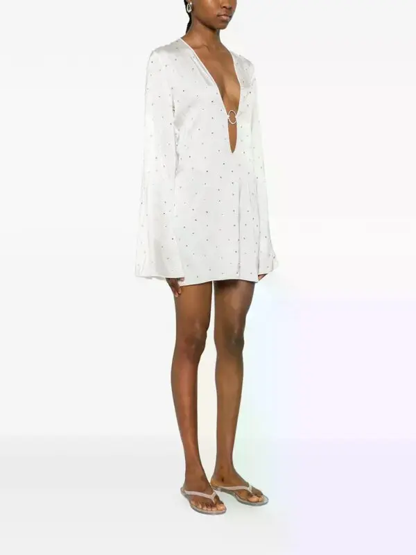 Oseree Crystal-embellished Ring Detail Mini Dress