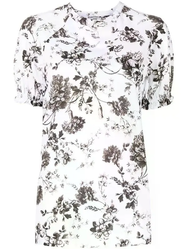Erdem Floral-print Cotton T-shirt - White