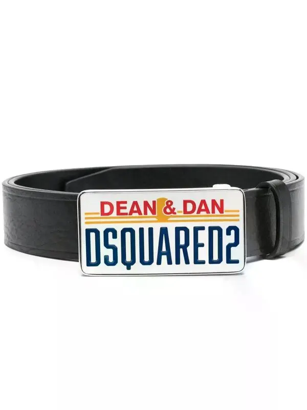 Dsquared2 Logo Plaque Leather Belt