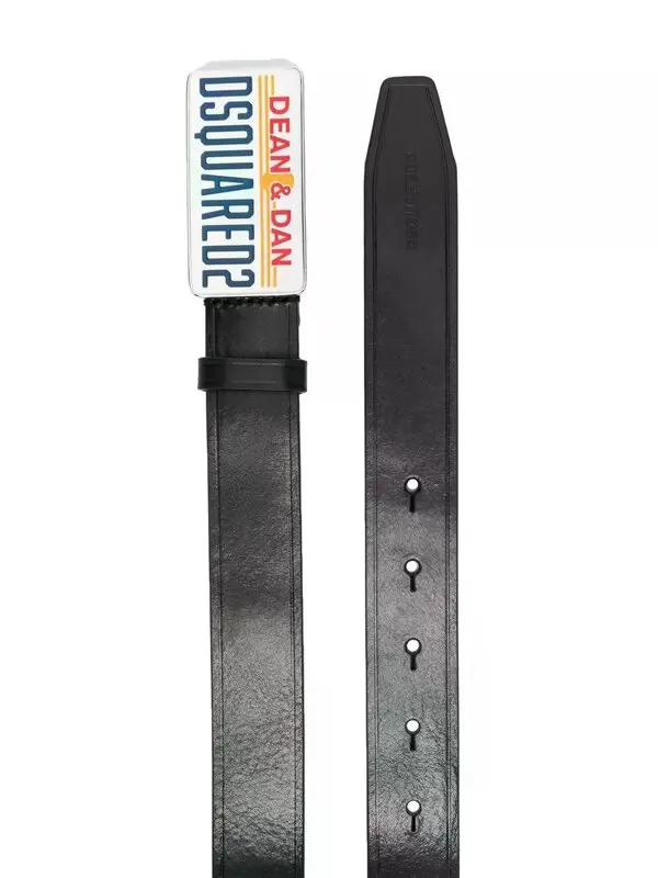 Dsquared2 Logo Plaque Leather Belt
