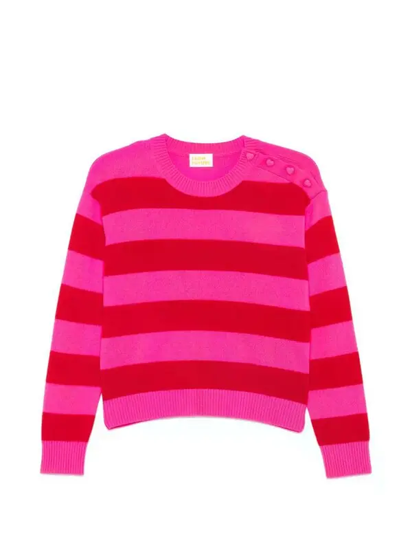 From Future Horizontal Stripe Button Detail Sweater