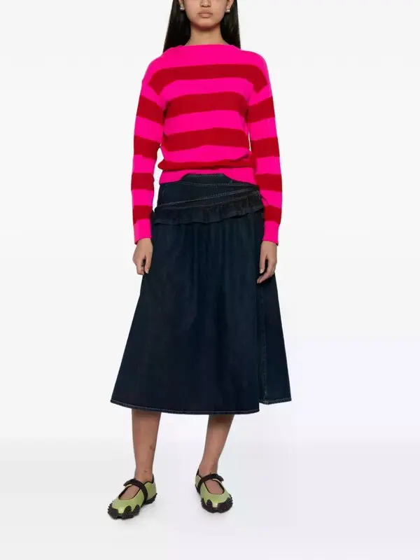 From Future Horizontal Stripe Button Detail Sweater