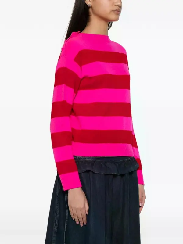 From Future Horizontal Stripe Button Detail Sweater
