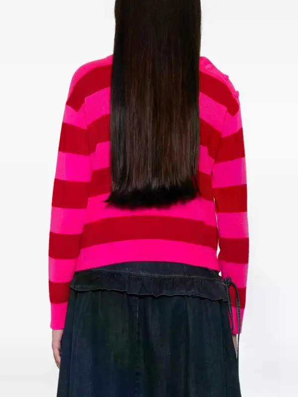From Future Horizontal Stripe Button Detail Sweater