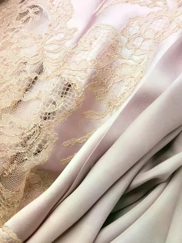 Carine Gilson Lace-detail Belted Silk Robe - Pink