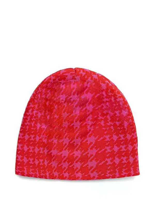 NEWLAND Houndstooth-pattern Beanie Hat - Red