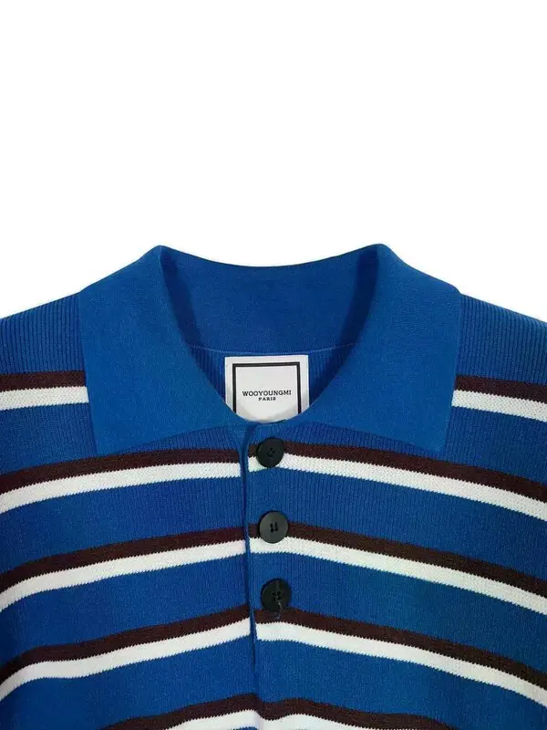 WOOYOUNGMI Striped Polo Shirt - Blue