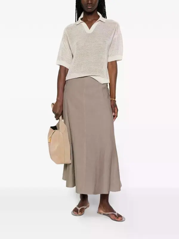 Peserico Panelled A-line Midi Skirt - Neutrals