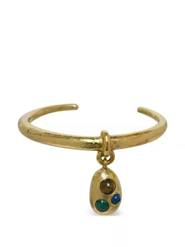 ALEMAIS Multi-stone Charm Open Cuff Bracelet - Gold