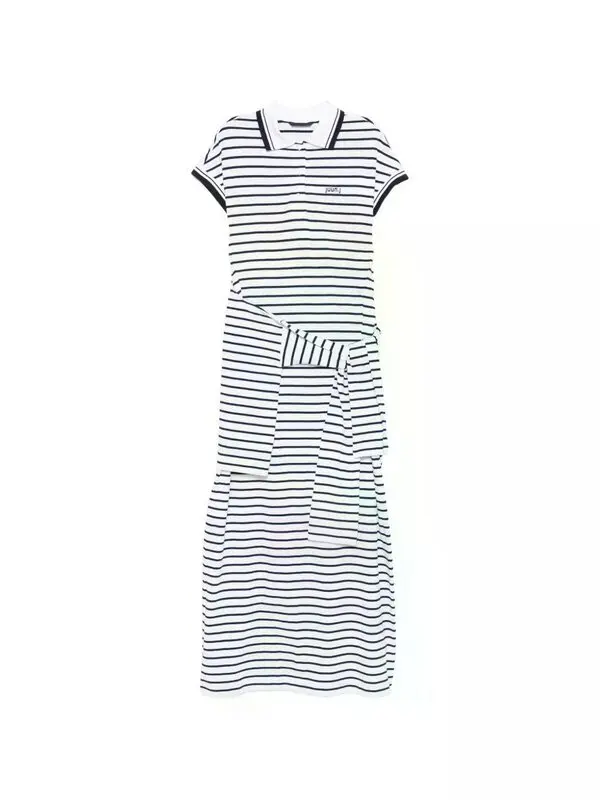 JUUN.J Striped Cotton Polo Dress - White