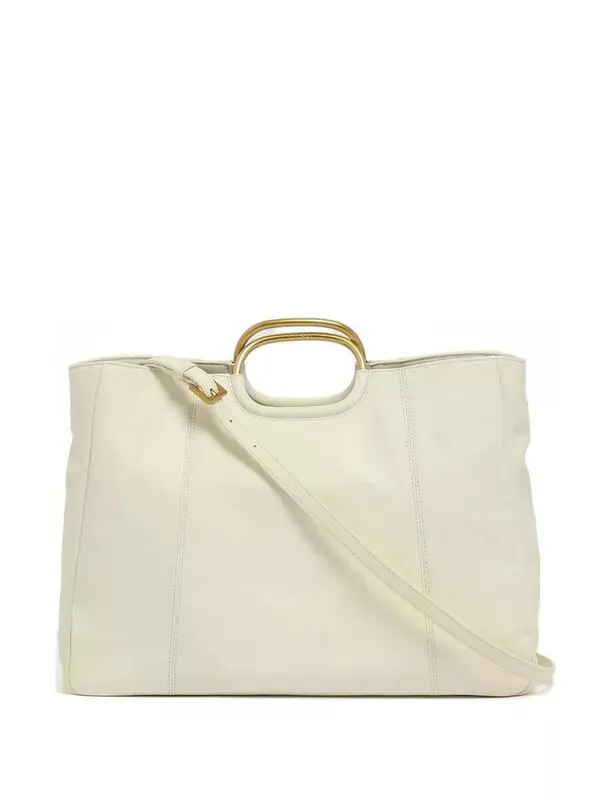 TWINSET Leather Tote Bag With Metal Handles - Neutrals