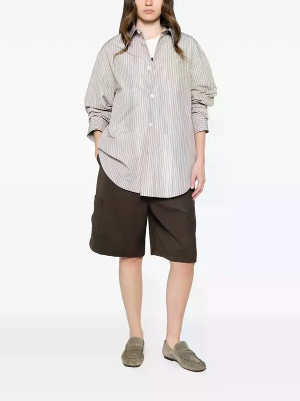 AMI Paris Vertical Stripe Shirt With Embroidered Monogram
