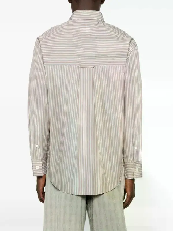 AMI Paris Vertical Stripe Shirt With Embroidered Monogram
