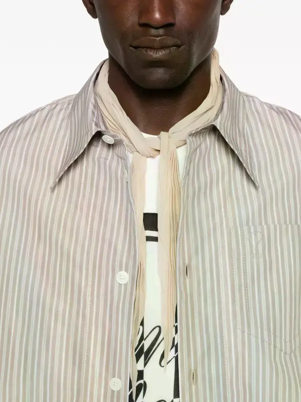 AMI Paris Vertical Stripe Shirt With Embroidered Monogram