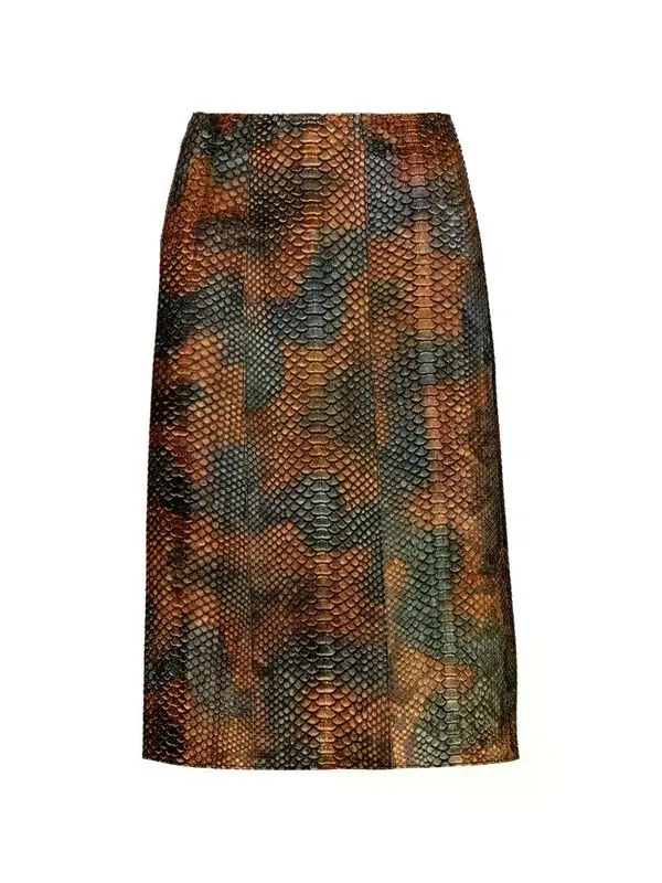 Prada A-line Snake Effect Skirt