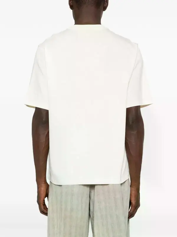 AMI Paris White Cotton Striped Logo T-shirt