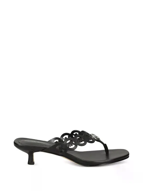 Michael Kors Logo-cutout Kitten-heel Sandals - Black