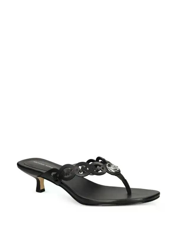 Michael Kors Logo-cutout Kitten-heel Sandals - Black