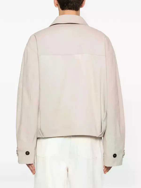 Séfr Beige Cotton Button-up Shirt Jacket