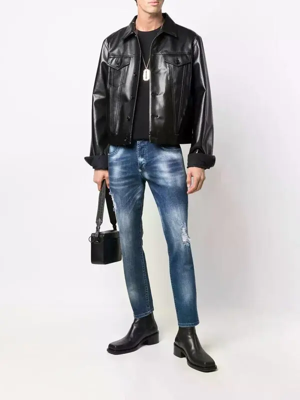 Philipp Plein Ripped Skinny Jeans - Blue