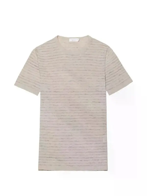 ROBERTO COLLINA Striped Short-sleeve T-shirt - Neutrals