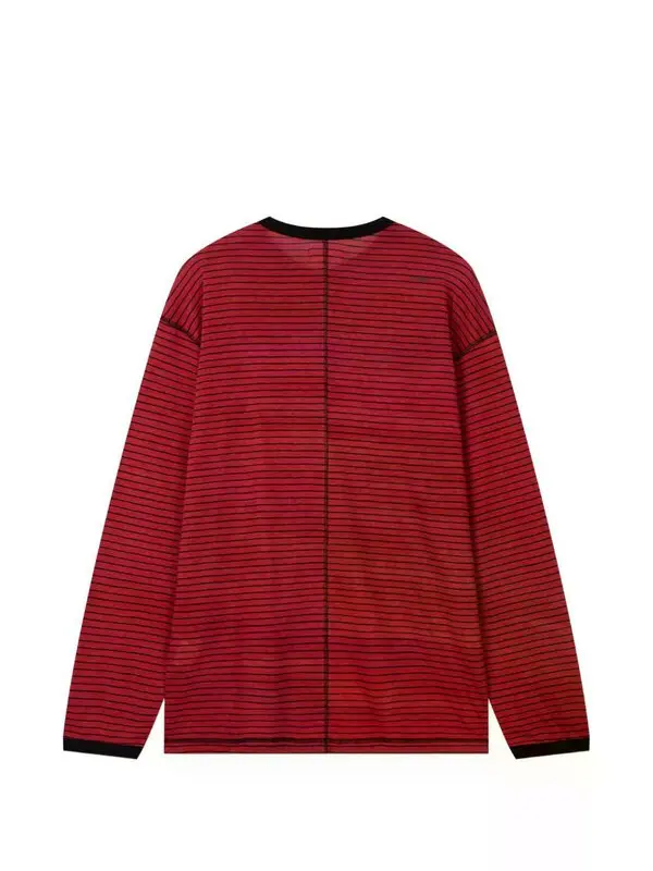 STUDIO TOMBOY Striped Henley T-shirt - Red