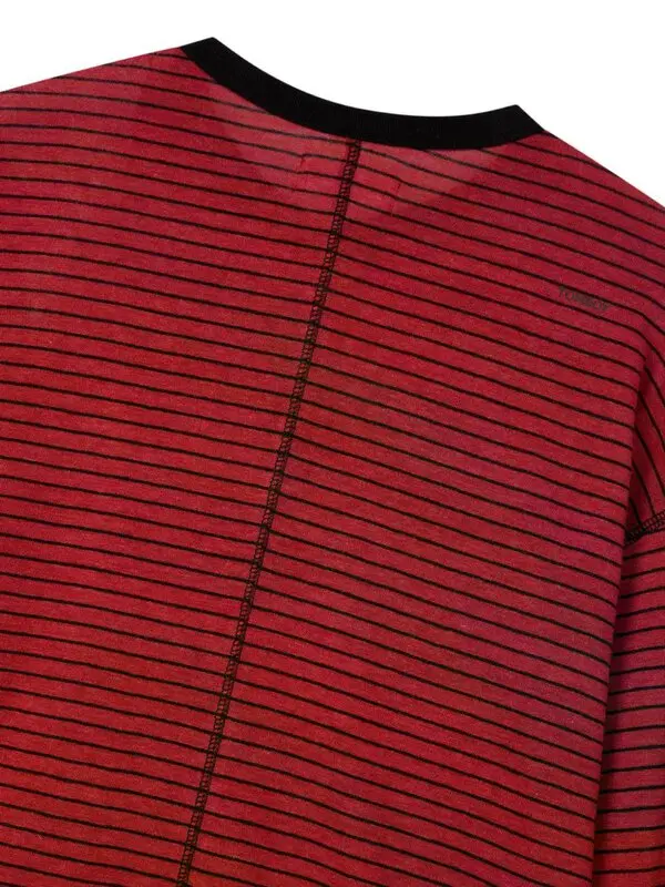 STUDIO TOMBOY Striped Henley T-shirt - Red