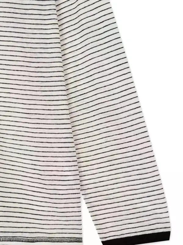 STUDIO TOMBOY Striped Henley Neck T-shirt - Neutrals