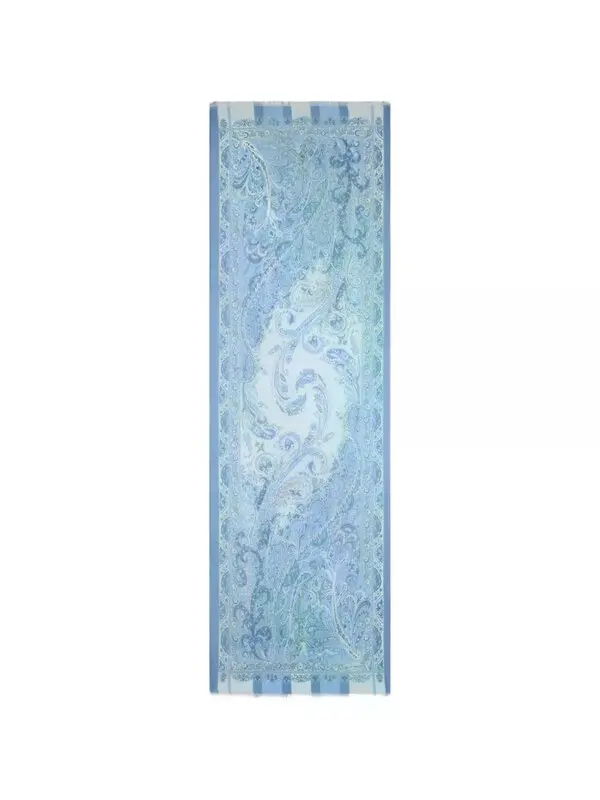 Etro Floral-motif Silk Scarf - Blue