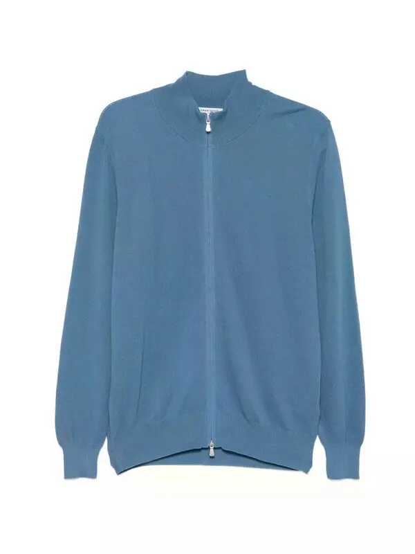 GRAN SASSO Zip-up Knitted Sweatshirt - Blue