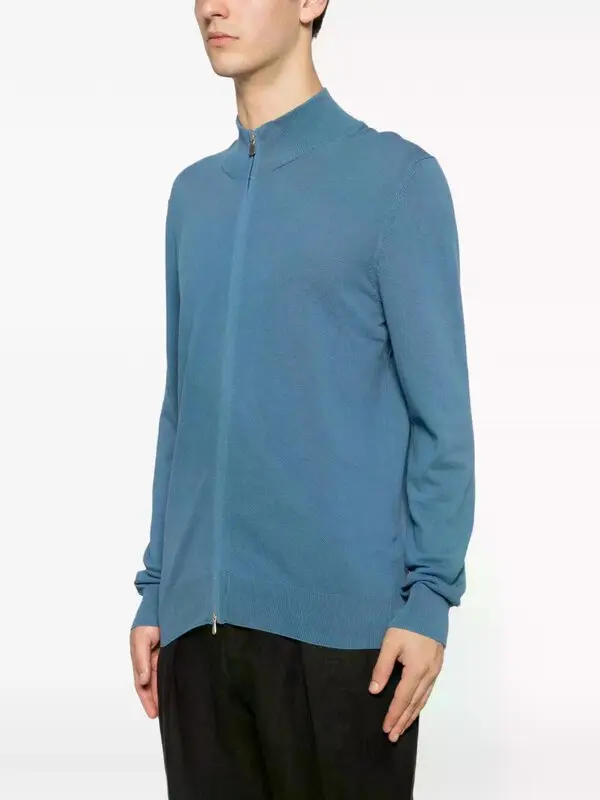 GRAN SASSO Zip-up Knitted Sweatshirt - Blue