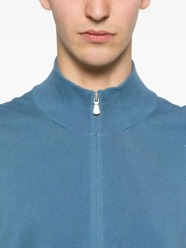 GRAN SASSO Zip-up Knitted Sweatshirt - Blue