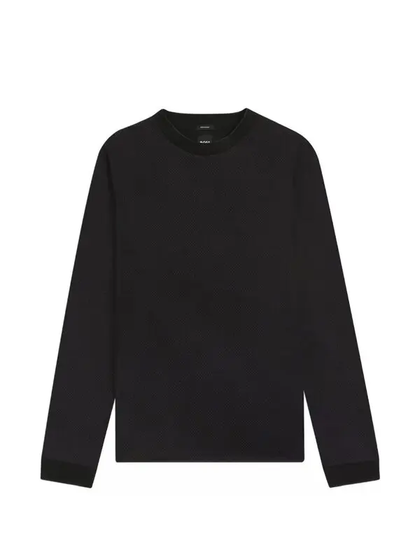 BOSS Jacquard-structure T-shirt In Mercerised Cotton - Black