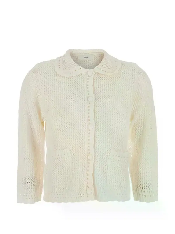 DUNST Open-knit Cardigan With Peter-pan Collar - Neutrals